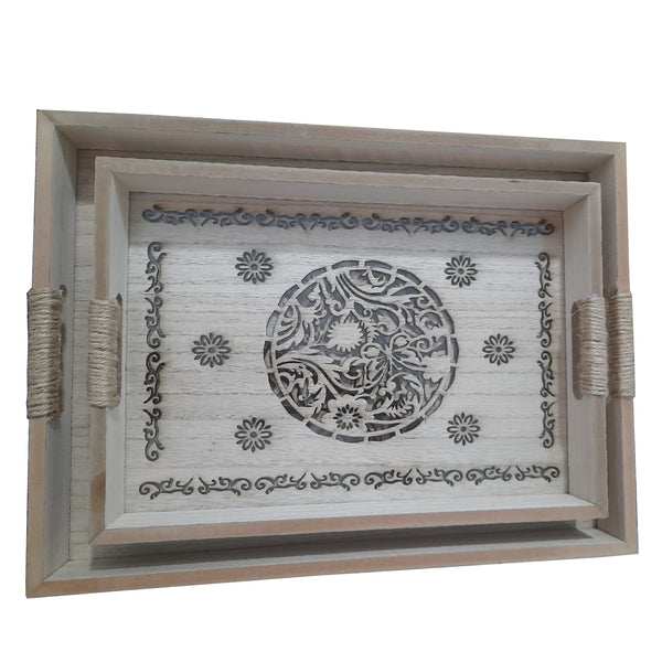 Wooden serving tray set /AO-654 - Karout Plus